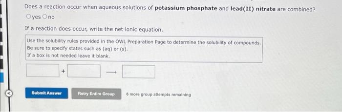 Solved Does a reaction occur when aqueous solutions of | Chegg.com
