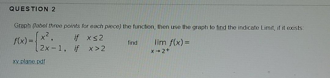 Solved QUESTION 2 Graph (label three points for each piece) | Chegg.com