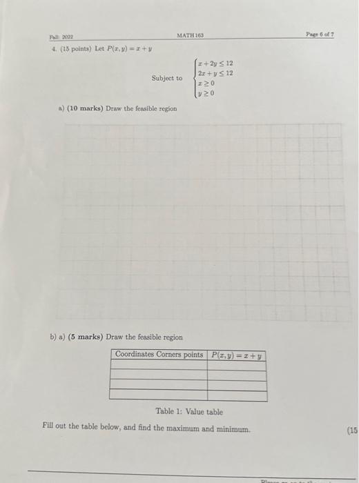 Solved 4. (15 points) Let P(x,y)=x+y Subject to | Chegg.com Solved 4. (15 points) Let P(x,y)=x+y Subject to | Chegg.com