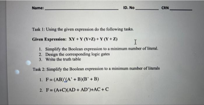 Solved Task 1: Using the given expression do the following | Chegg.com