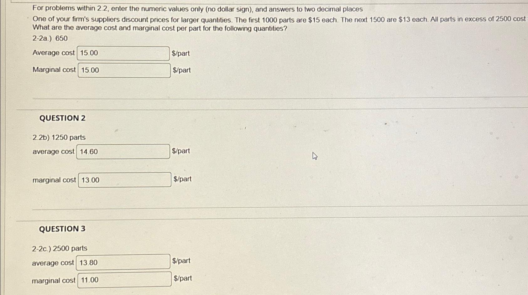 Solved For problems within 2.2 , ﻿enter the numeric values | Chegg.com