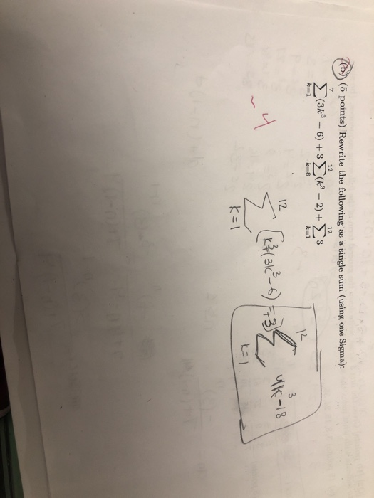 Solved b) (5 points) Rewrite the following as a single sum | Chegg.com