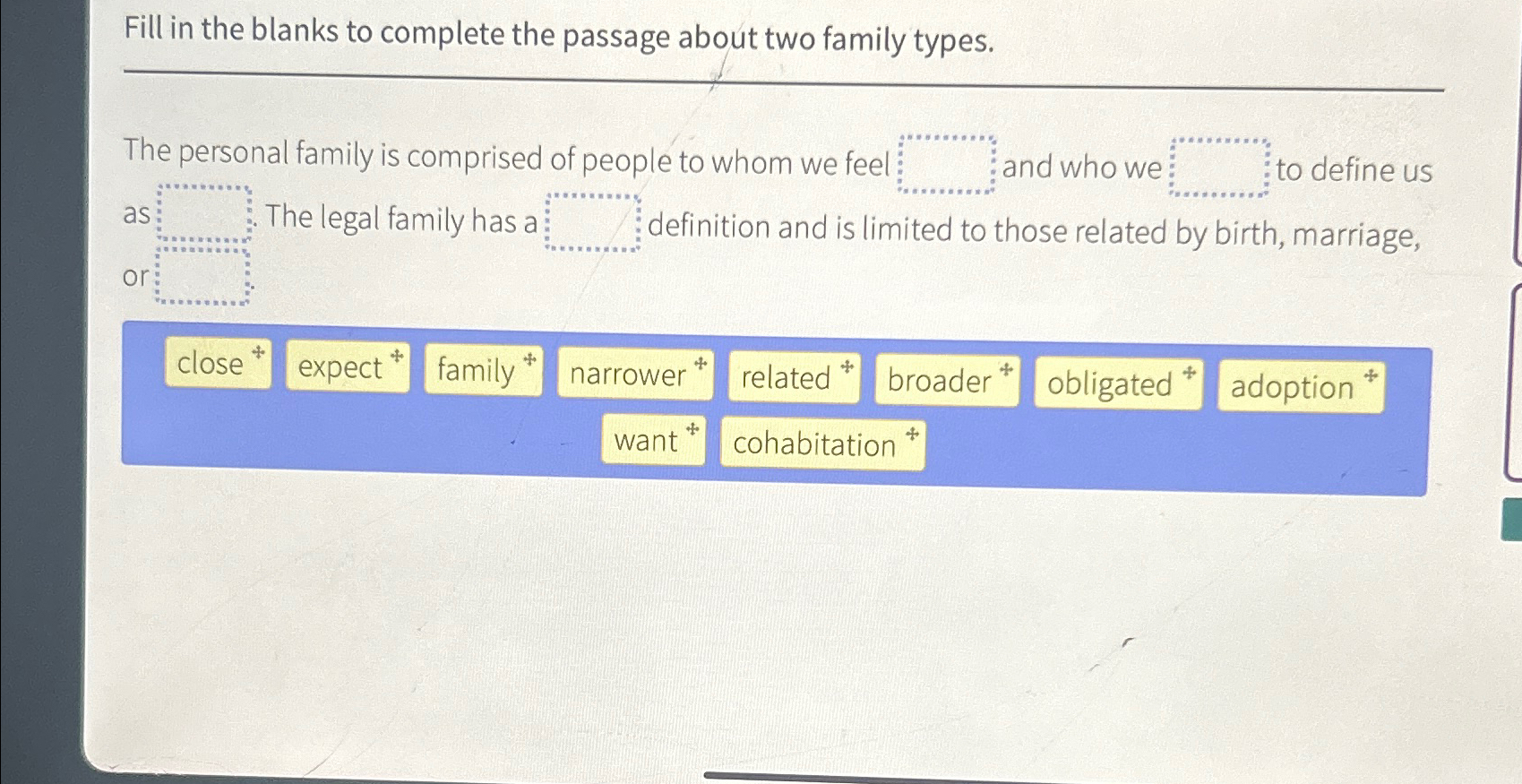 Solved Fill in the blanks to complete the passage about two | Chegg.com