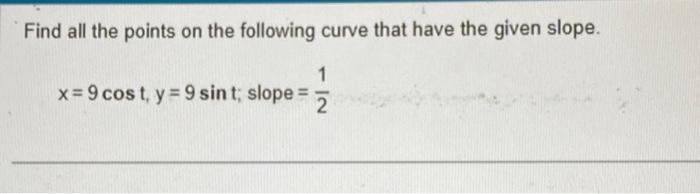 Solved Find all the points on the following curve that have | Chegg.com