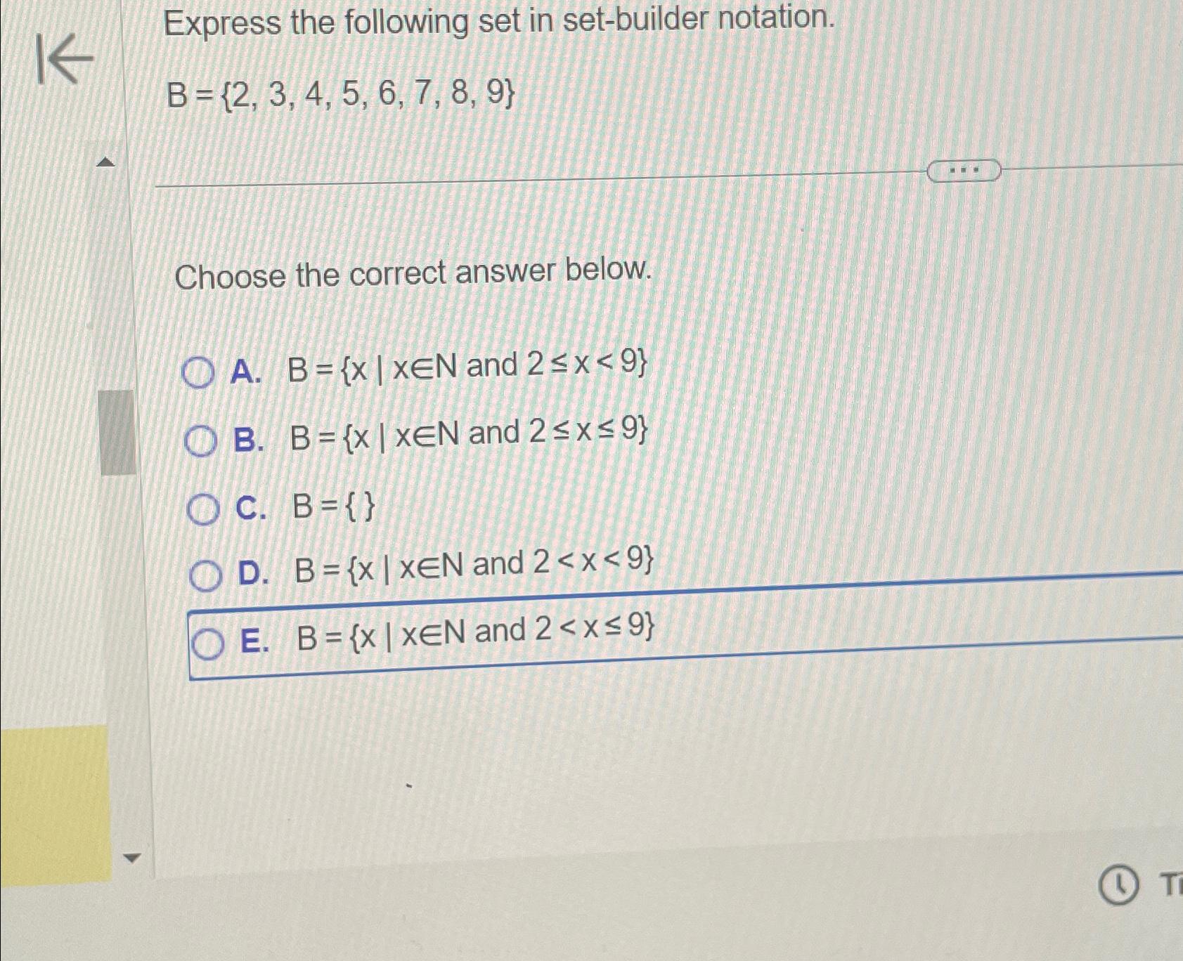 Solved Express the following set in set-builder | Chegg.com
