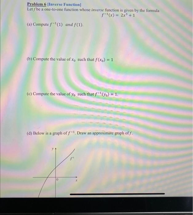 Solved Problem 6 [Inverse Function] Let f be a one-to-one | Chegg.com