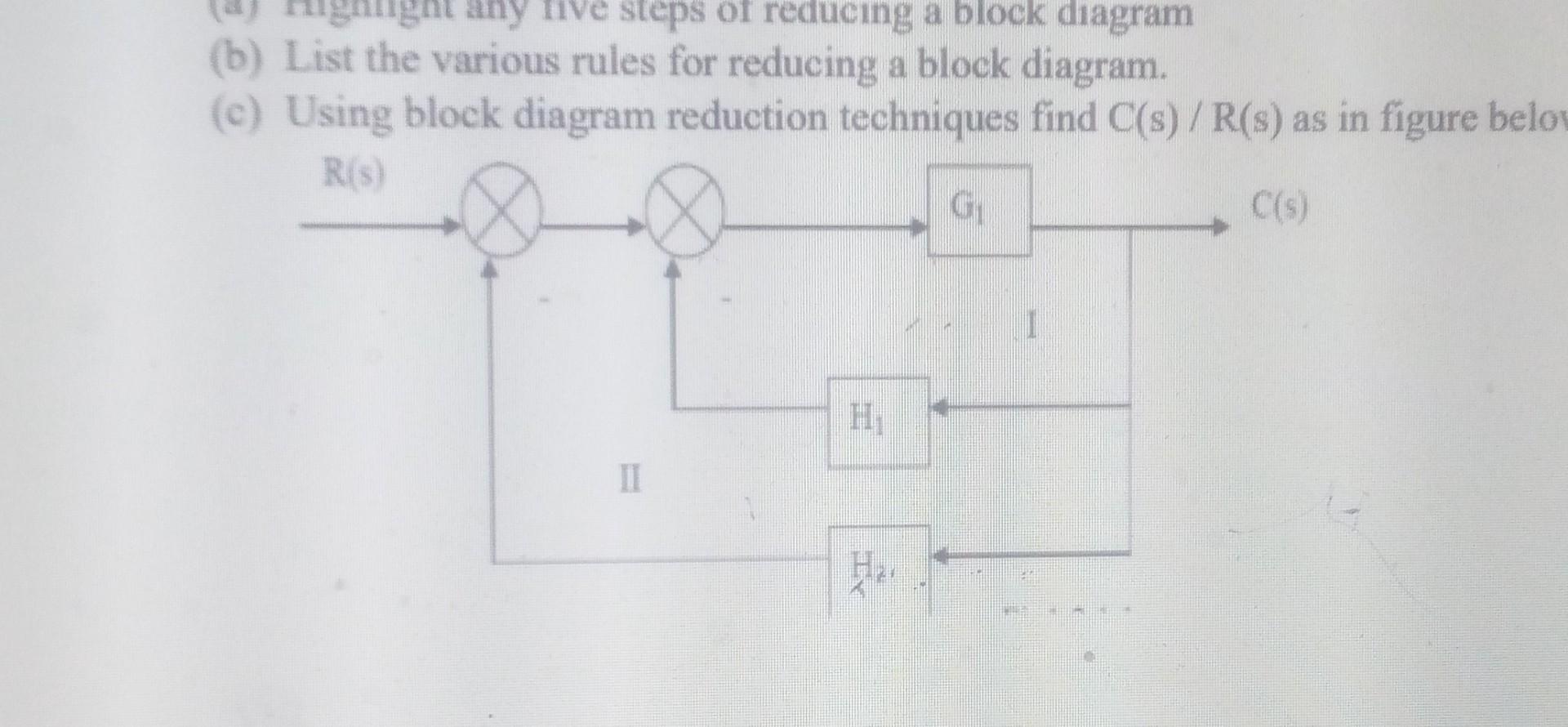 Solved (a) rignignt any nve steps of reducing a block | Chegg.com