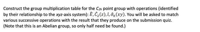 Solved Construct the group multiplication table for the Czn | Chegg.com