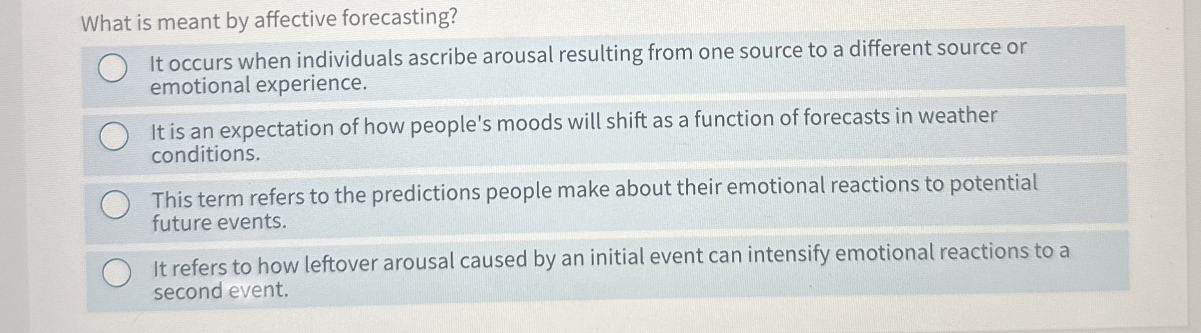 Solved What is meant by affective forecasting?It occurs when | Chegg.com