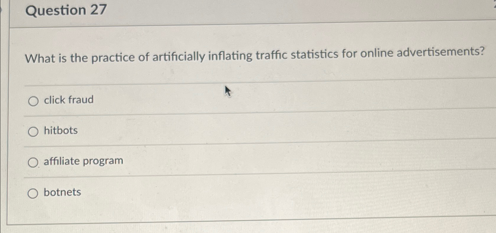 Solved Question 27What is the practice of artificially | Chegg.com
