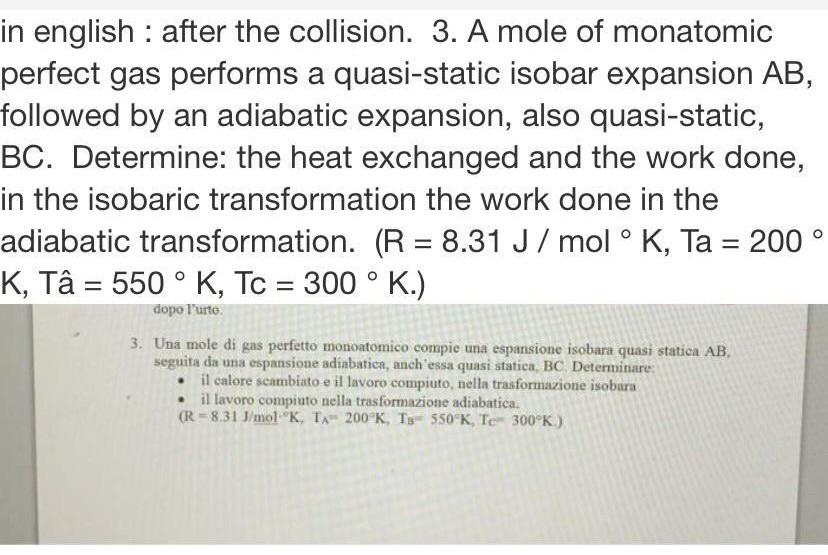Solved in english : after the collision. 3. A mole of | Chegg.com