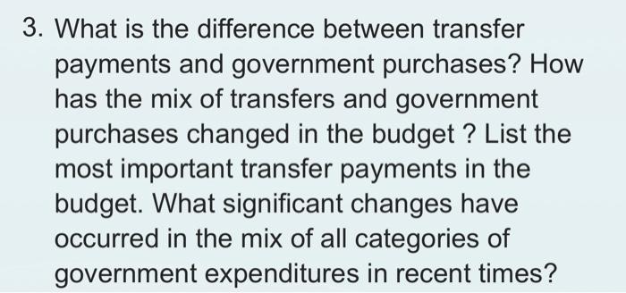 Solved What is the difference between transfer payments and | Chegg.com