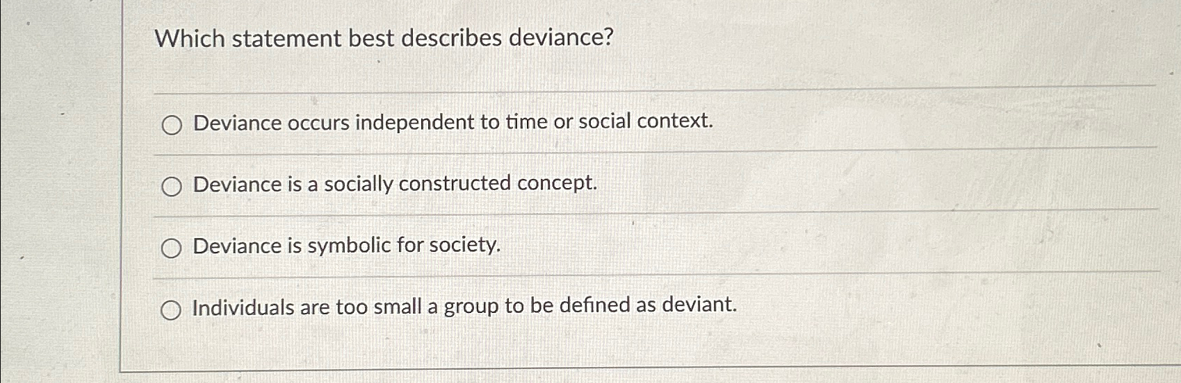 Solved Which statement best describes deviance?q,Deviance | Chegg.com