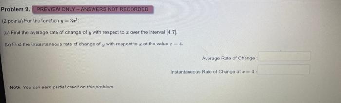 Solved Problem 9. PREVIEW ONLY -- ANSWERS NOT RECORDED (2 | Chegg.com