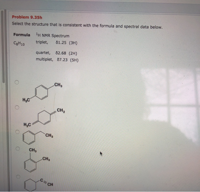 Solved Problem 9.35h Select the structure that is consistent | Chegg.com