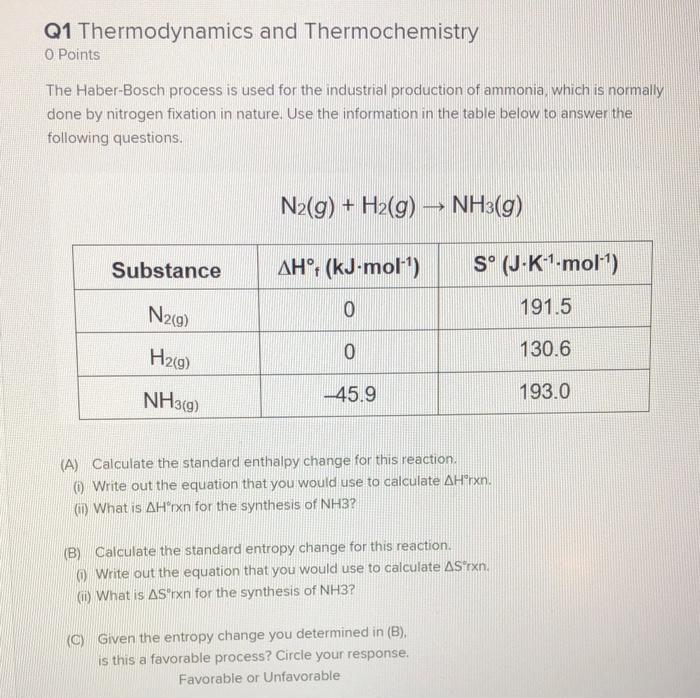 Solved Q1 Thermodynamics and Thermochemistry 0 Points The | Chegg.com