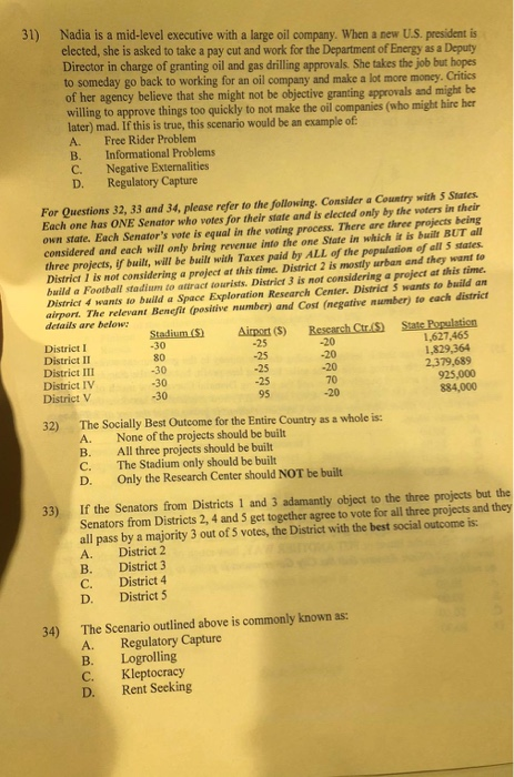 Solved 31) Nadia is a mid-level executive with a large oil | Chegg.com