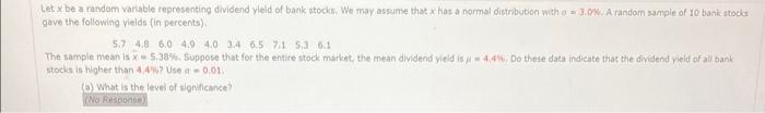Solved Let x be a random variable representing dividend | Chegg.com