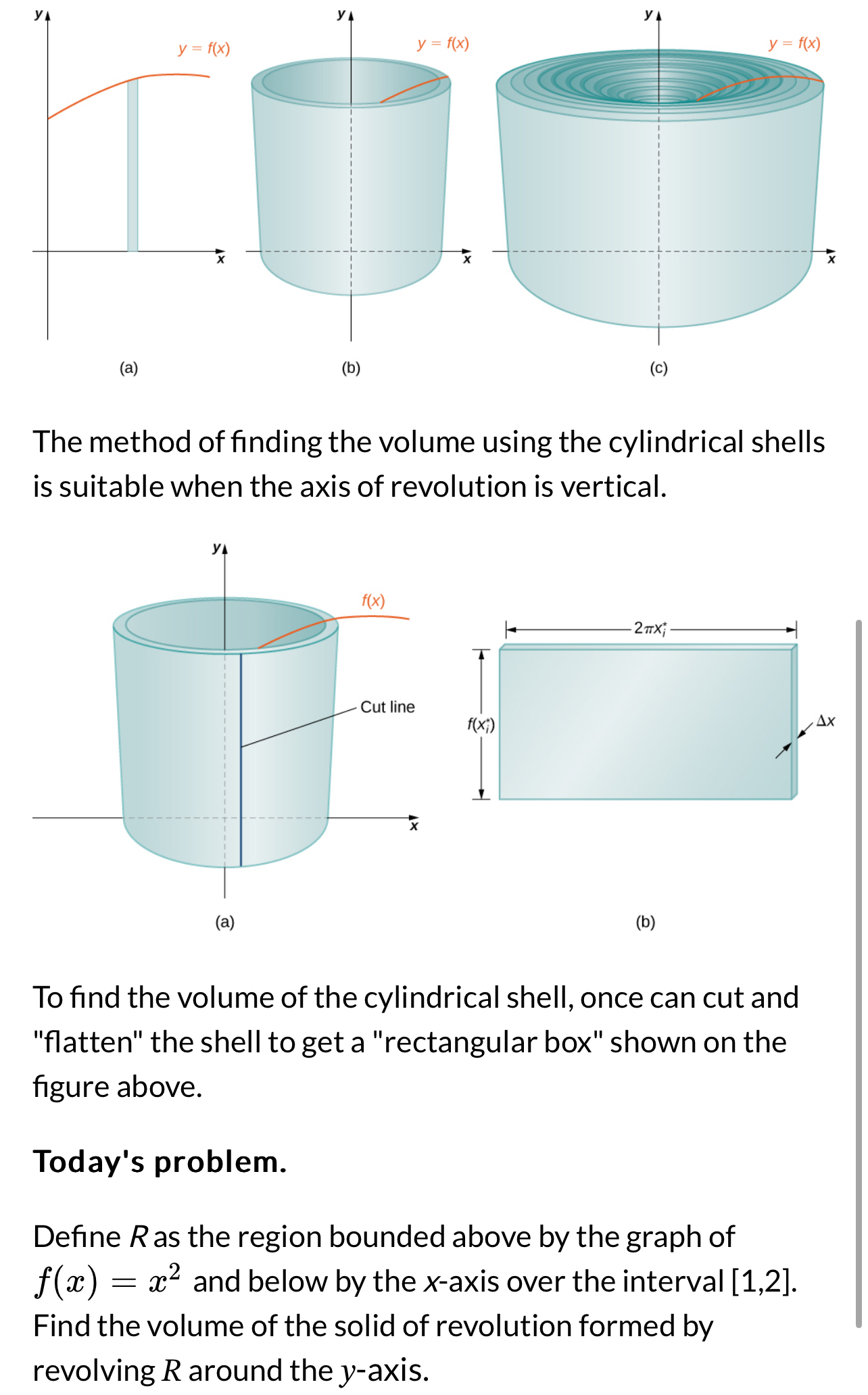 Solved The method of finding the volume using the | Chegg.com