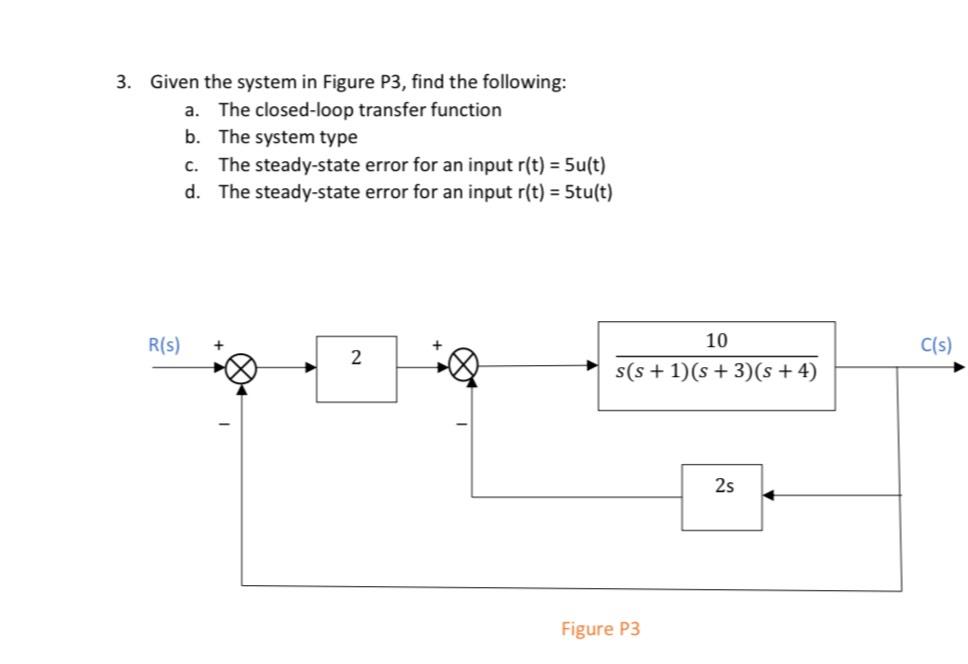 Solved Given the system in Figure P3, ﻿find the following:a. | Chegg.com