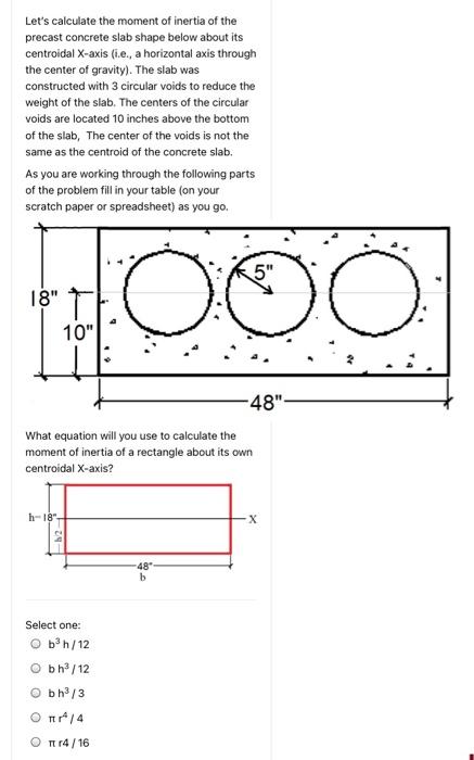 Solved Let's calculate the moment of inertia of the precast | Chegg.com
