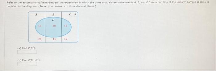 Solved Refer to the accompanying Venn diagram, An experiment | Chegg.com