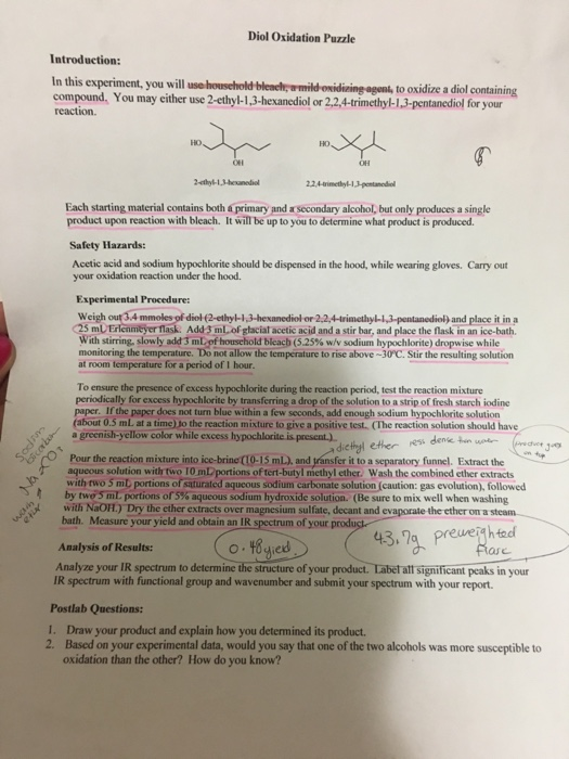 Solved Diol Oxidation Puzzle Introduction: In this | Chegg.com