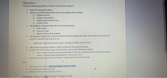 Solved Directions Using the following guidelines, create a | Chegg.com