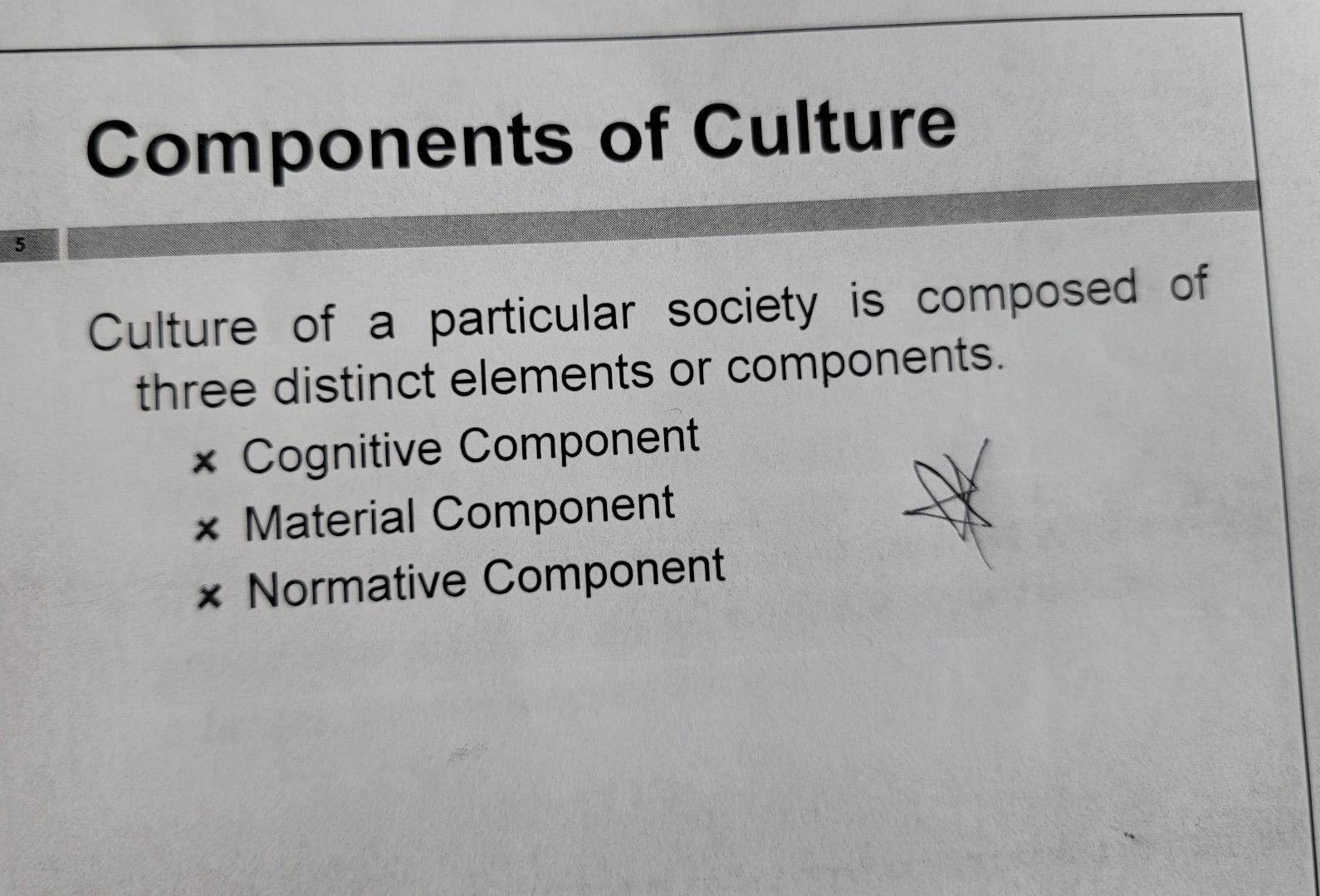 Culture of a particular society is composed of three | Chegg.com