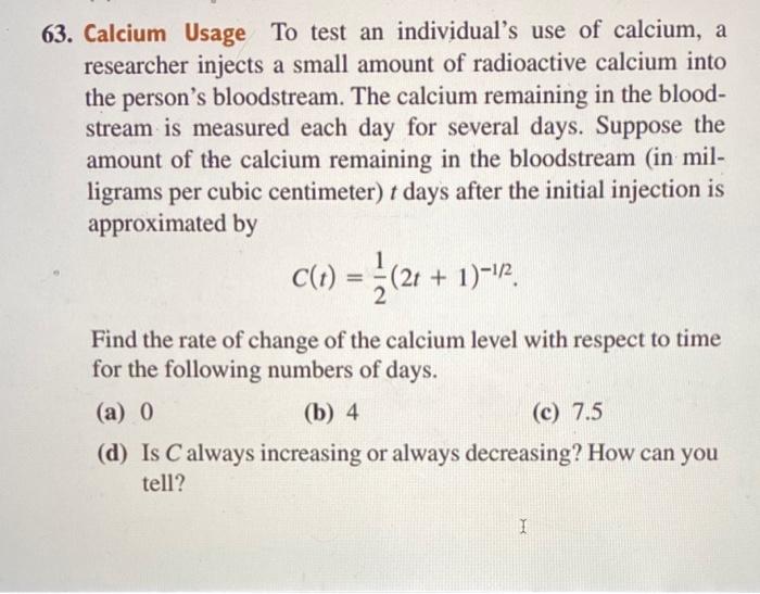 Solved 3. Calcium Usage To test an individual's use of | Chegg.com