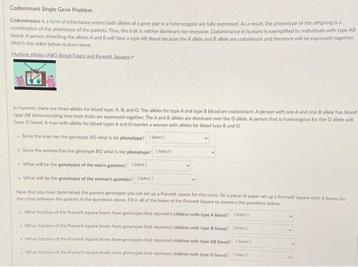 Codominant Single Gene Problem Codominance is a form | Chegg.com