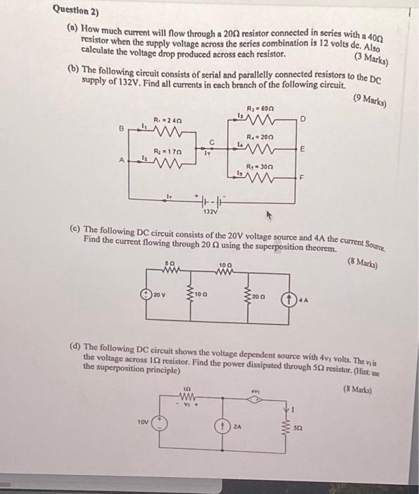 Solved (a) How much current will flow through a 20Ω resistor | Chegg.com