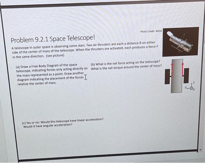 Solved Problem 9.2.1 Space Telescope! A telescope in outer | Chegg.com
