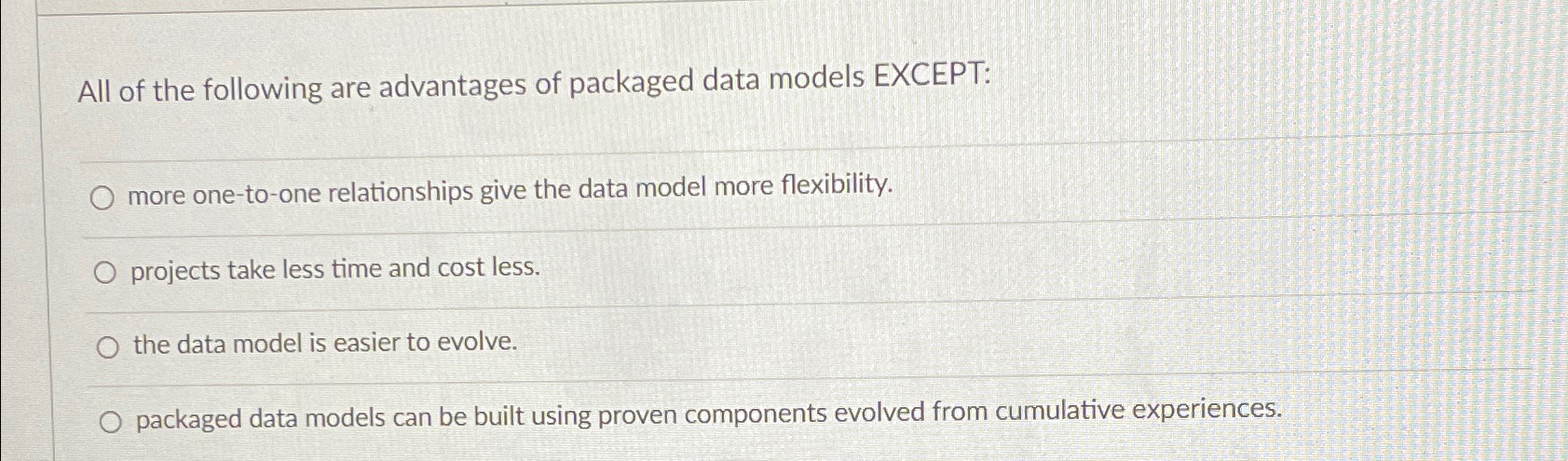 Solved All of the following are advantages of packaged data | Chegg.com