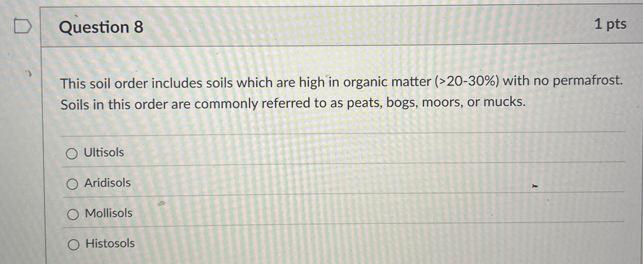 Solved Question 81 ﻿ptsThis soil order includes soils which | Chegg.com
