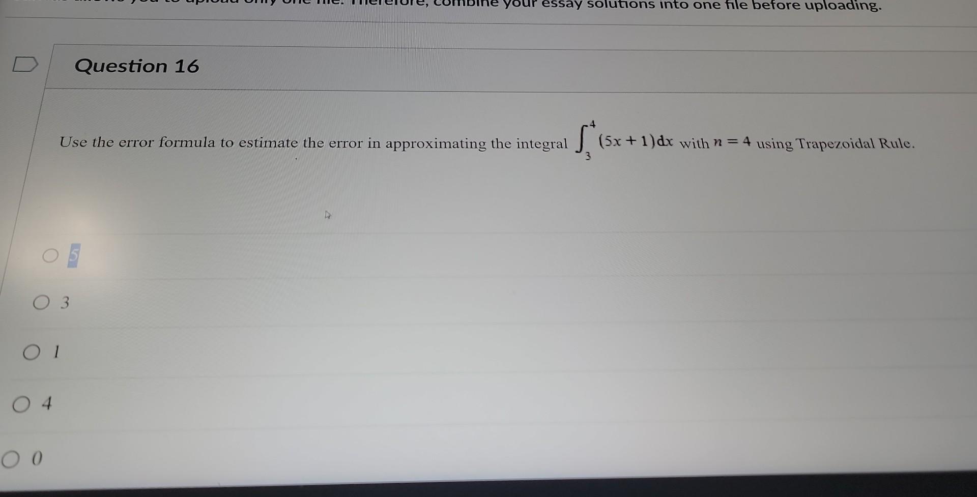 Solved Use the error formula to estimate the error in | Chegg.com