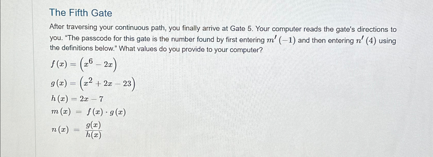 The Fifth GateAfter traversing your continuous path, | Chegg.com