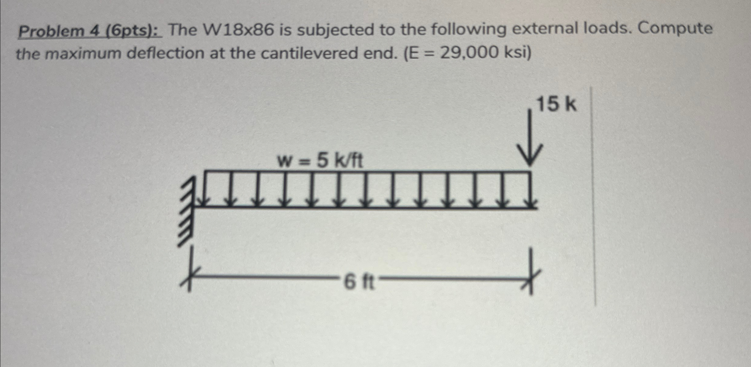 Solved Problem 4 ( 6 ﻿pts): The W18x86 ﻿is subjected to the | Chegg.com