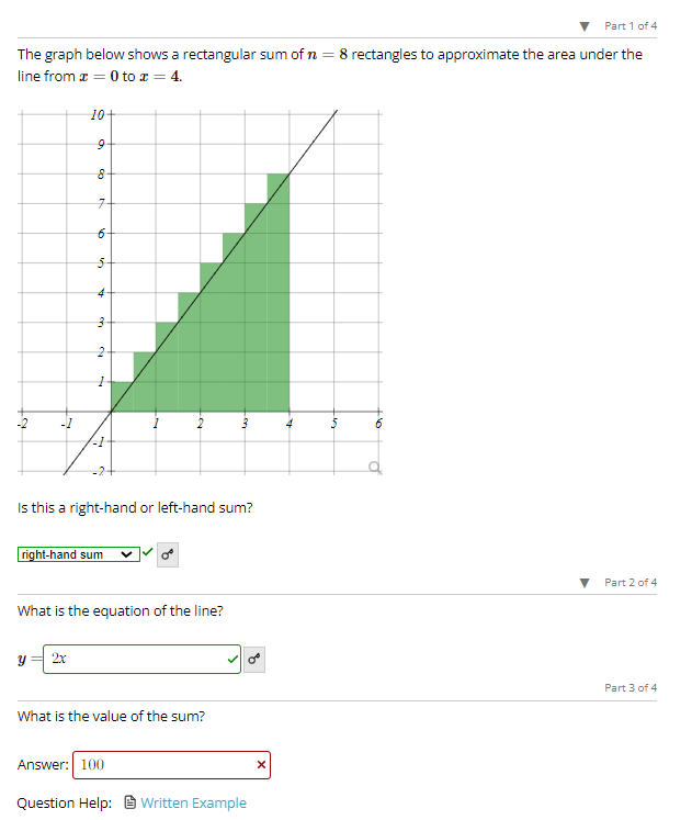 Solved The graph below shows a rectangular sum of n=8 | Chegg.com