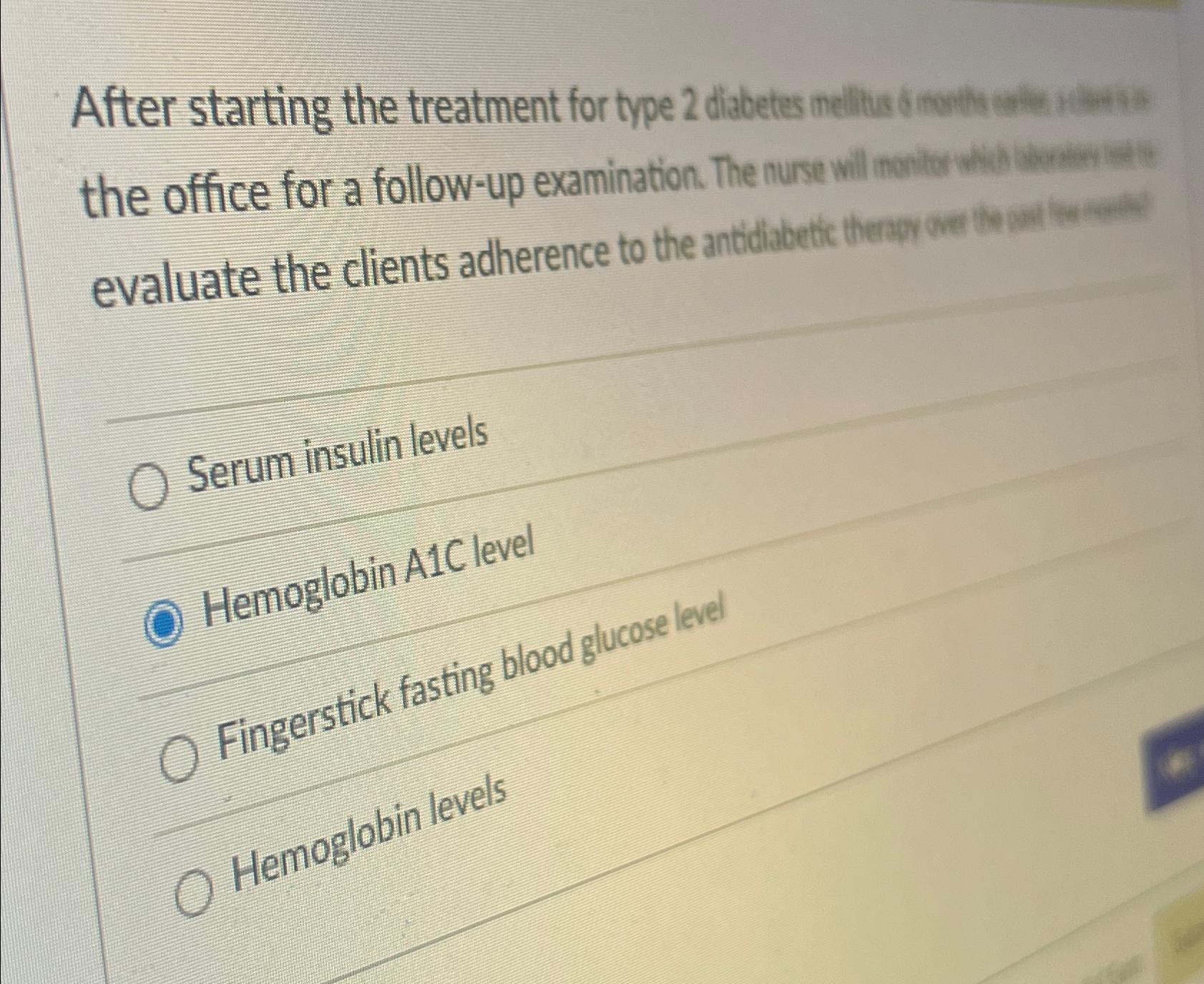 Solved Serum insulin levelsHemoglobin A1C levelFingerstick | Chegg.com