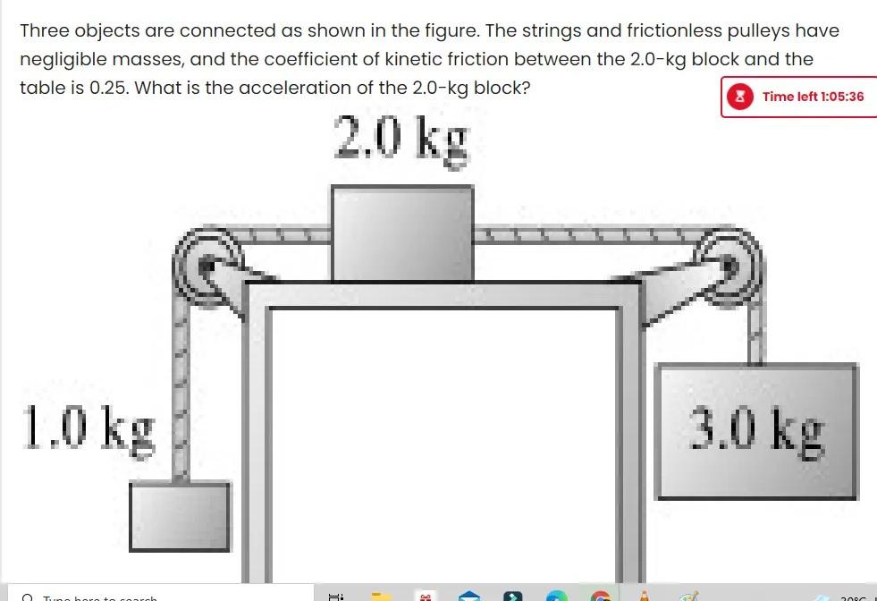 Solved Three objects are connected as shown in the figure. | Chegg.com