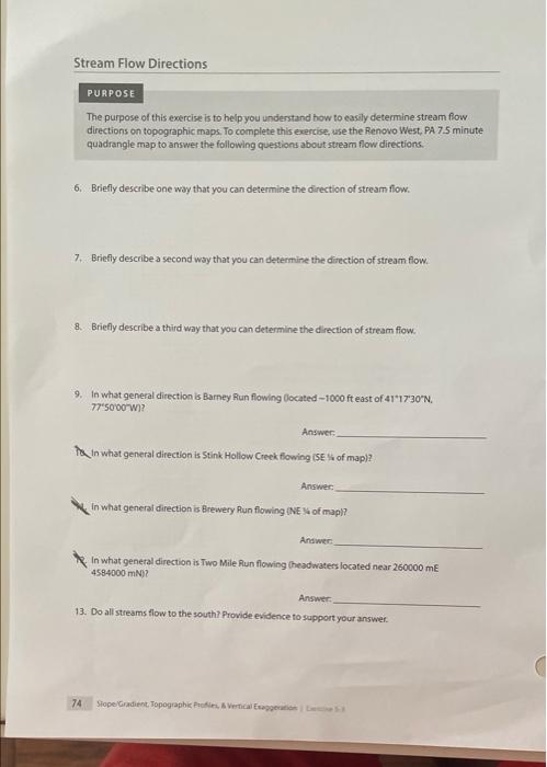 Solved Stream Flow Directions PURPOSE The purpose of this | Chegg.com