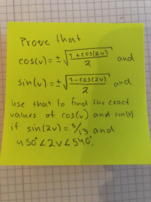 Solved - Prove that 1 +cos(av) EVE cos(u) = + and 2 sin(u) | Chegg.com
