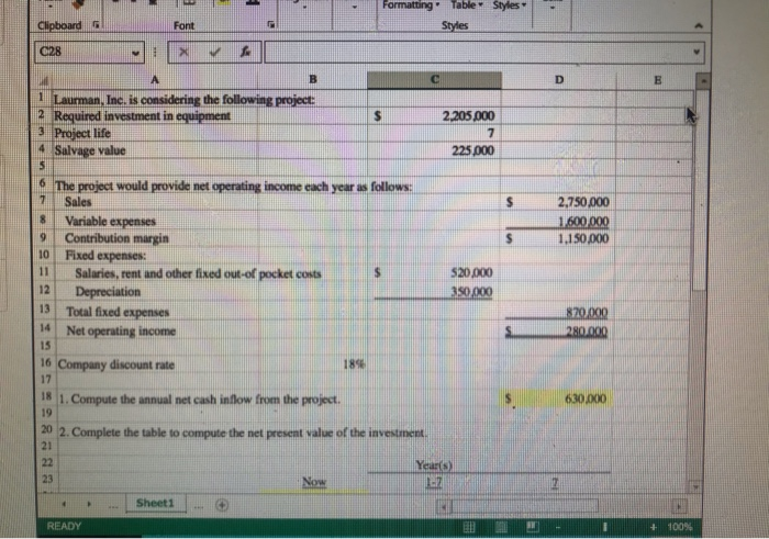 Solved & Formatting Table Styles Styles Clipboard Font 028 4 | Chegg.com