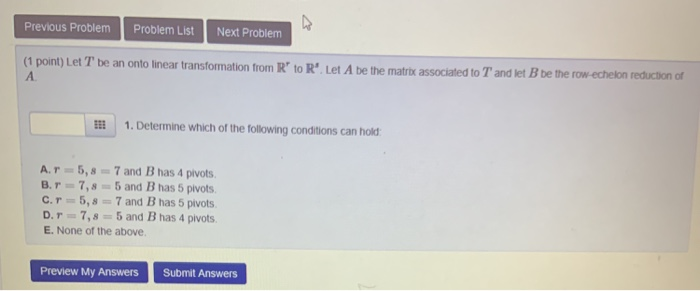 Solved (1 point) Let TT be an onto linear | Chegg.com Solved (1 point) Let TT be an onto linear | Chegg.com