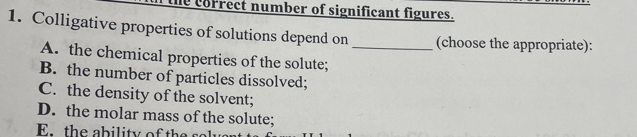 Solved Colligative properties of solutions depend onA. ﻿the | Chegg.com
