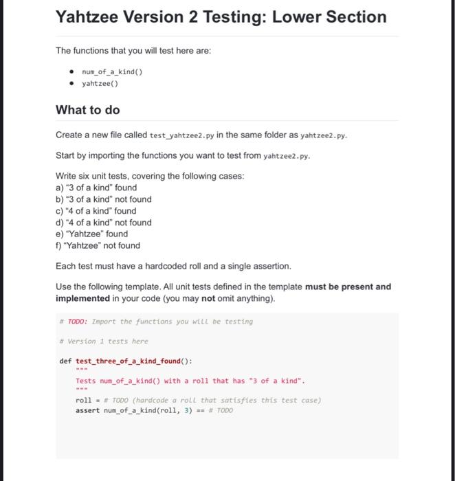 Solved Yahtzee Version 2 Testing: Lower Section The | Chegg.com