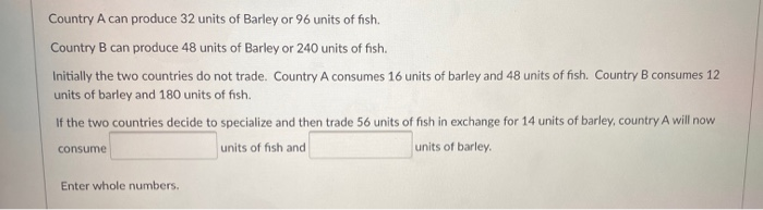 Solved Country A can produce 32 units of Barley or 96 units | Chegg.com