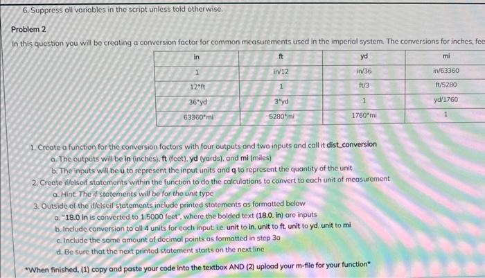 Solved 6. Suppress all variables in the script unless told | Chegg.com Solved 6. Suppress all variables in the script unless told | Chegg.com