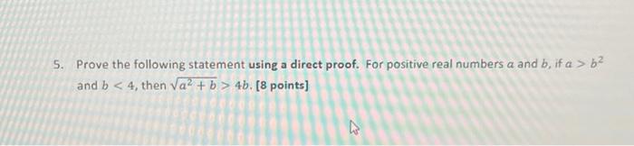 Solved Discreat Math5. Prove the following statement using a | Chegg.com